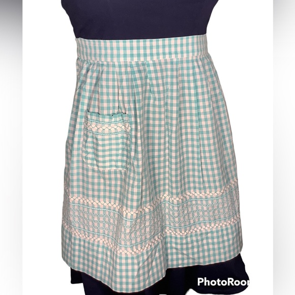 Other | 195s Shabby Chic Apron Teal White Checker Patternteal White ...